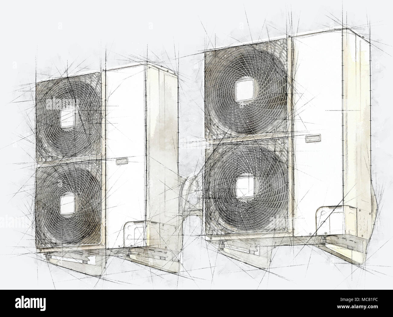 Illustration on textured paper from a exterior air conditioner Stock ...