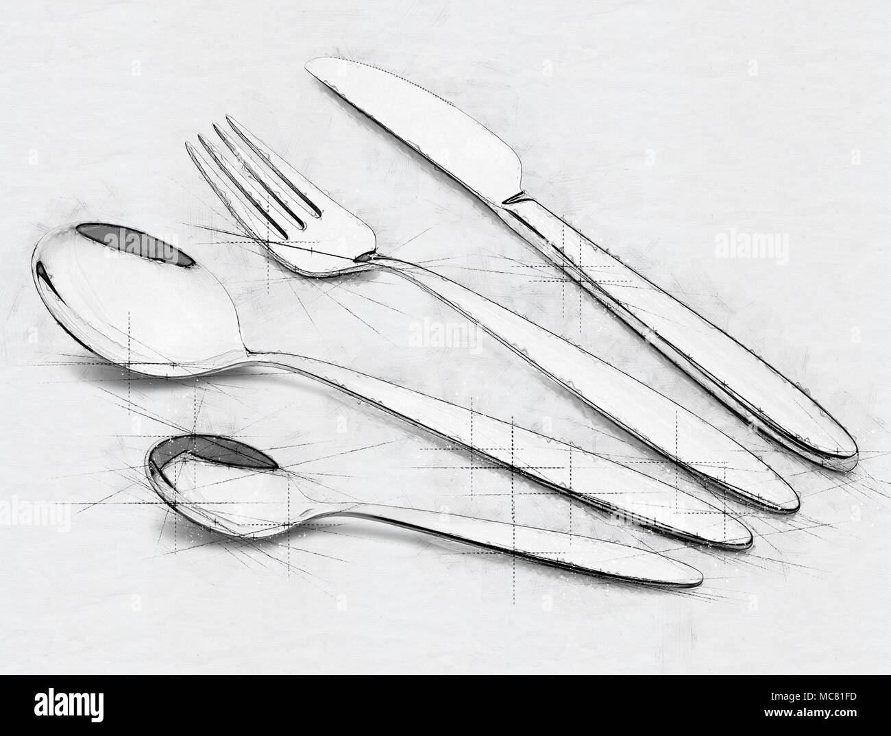 Illustration of a Silverware Set with Fork, Knife, and Spoons Stock ...