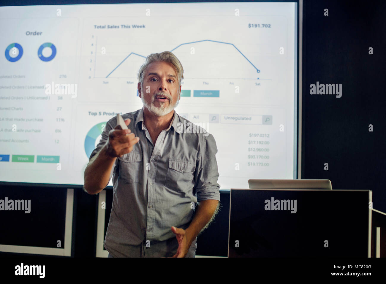 Man giving presentation Stock Photo - Alamy