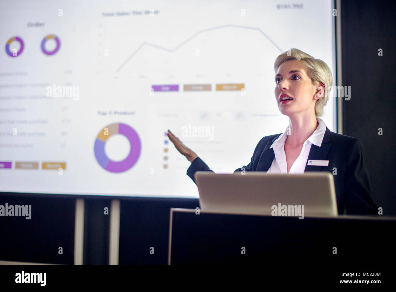 Woman giving presentation Stock Photo - Alamy