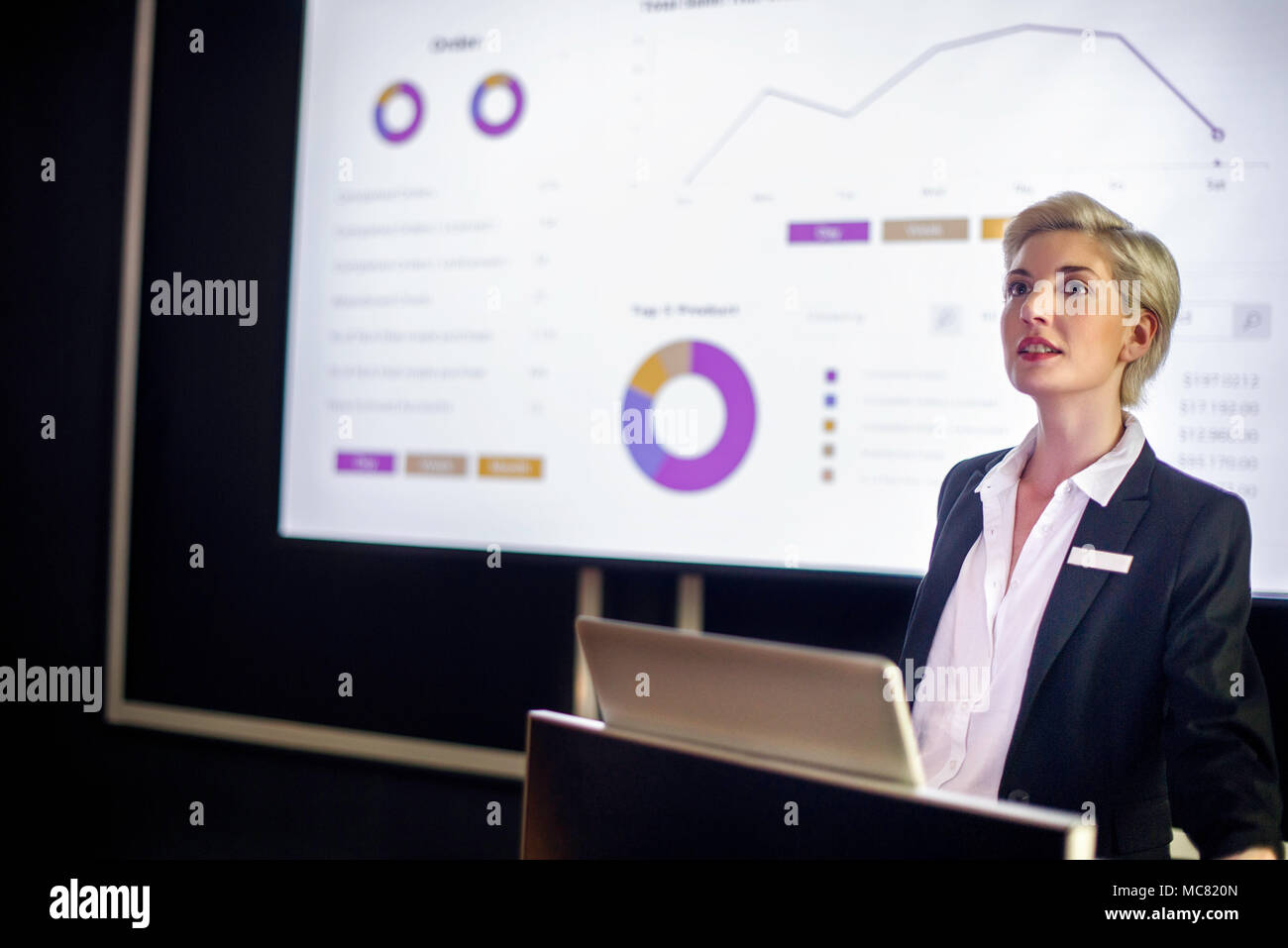 Woman giving presentation Stock Photo - Alamy