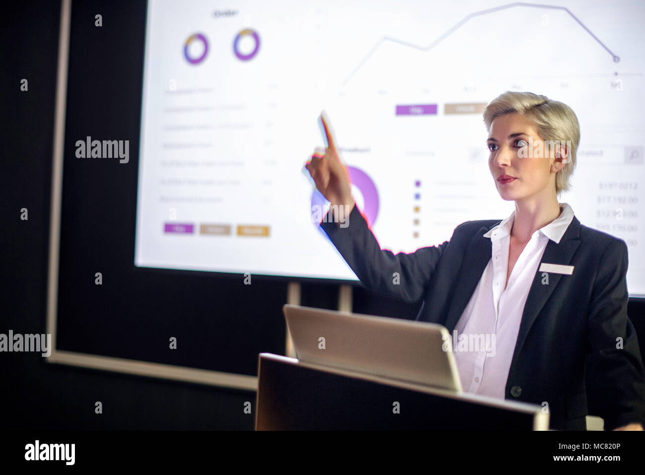 Woman giving presentation Stock Photo - Alamy