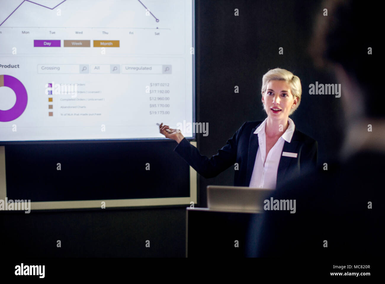 Woman giving presentation Stock Photo - Alamy