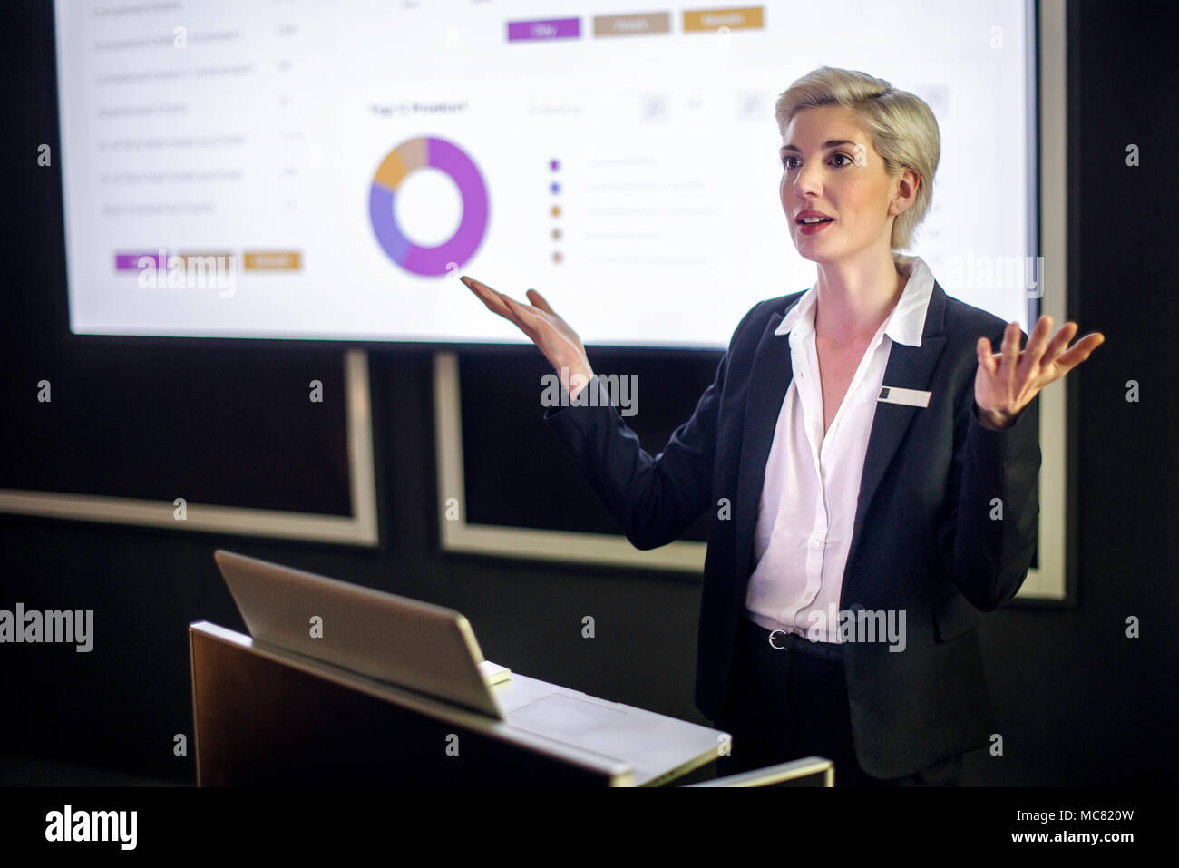 Woman giving presentation Stock Photo - Alamy