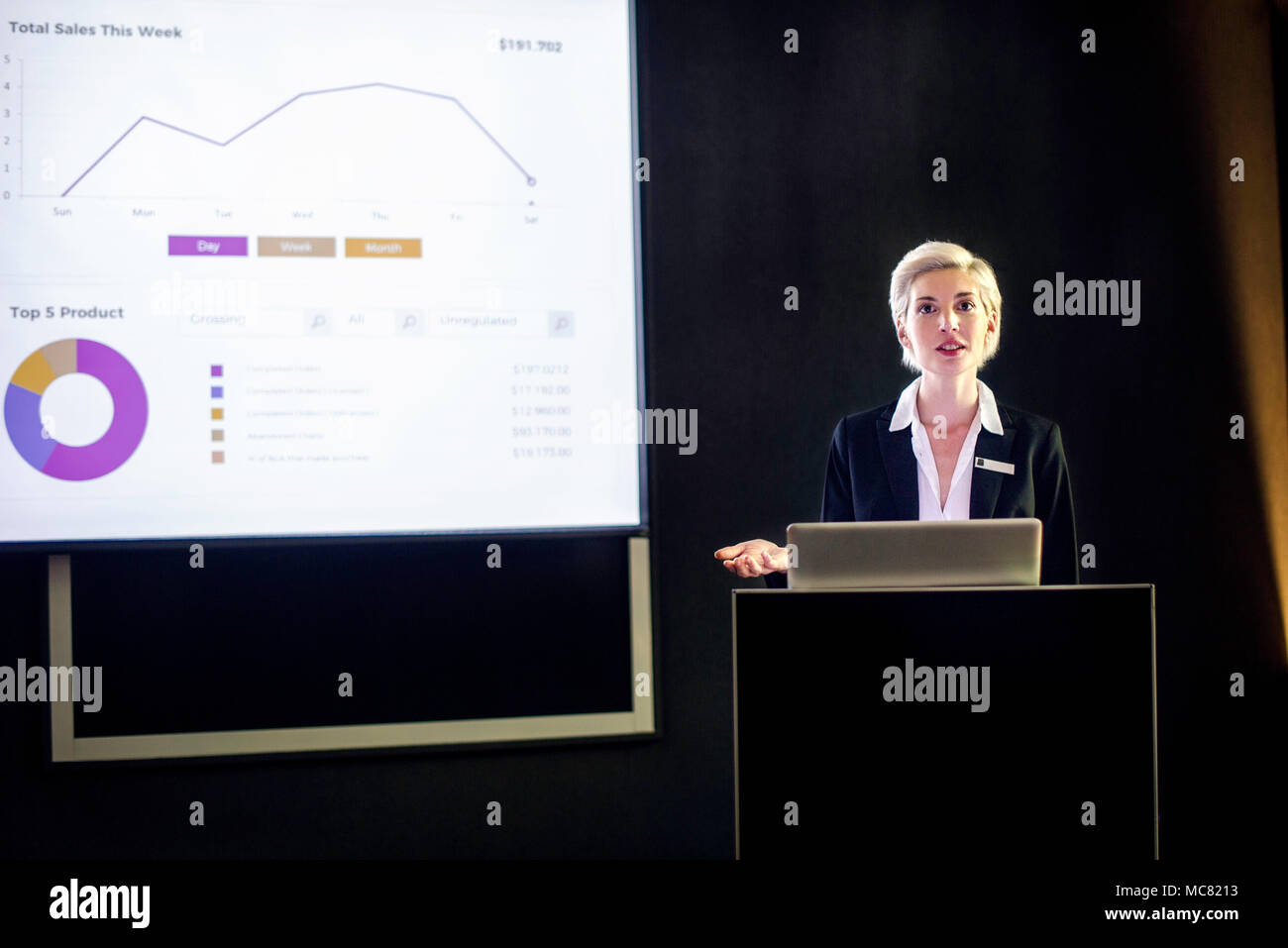 Woman giving presentation Stock Photo - Alamy