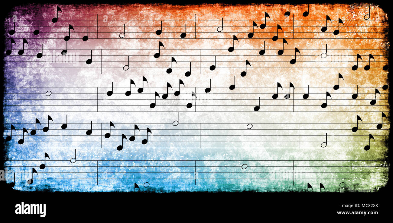 Musical Abstract with Notes on a Music Sheet Stock Photo - Alamy