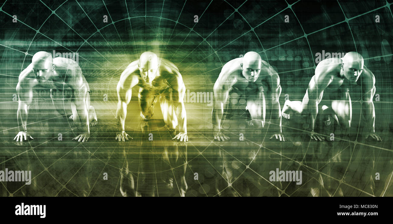 Change Management Technology with Men Running Forward Stock Photo - Alamy