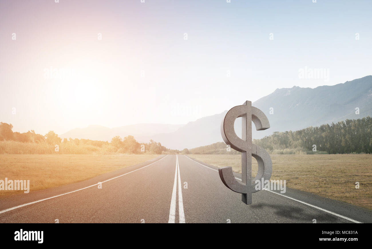 Money making and wealth concept presented by stone dollar symbol on ...