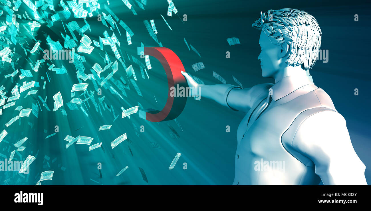 Creating Profit or Money Profits Easily With Man Stock Photo - Alamy