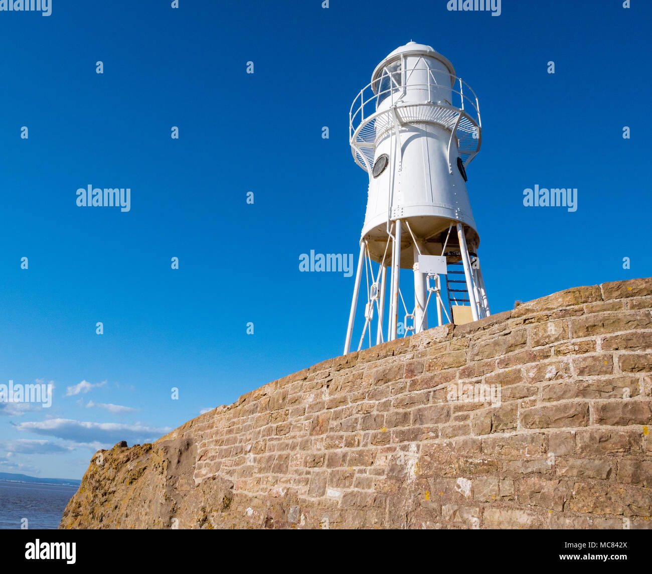 Black Nore lighthouse on the south shore of the Severn Estuary near ...