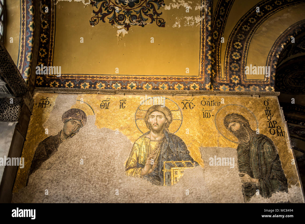 The Deesis Mosaic, Christ with the Virgin Mary and John the Baptist mosaic, Hagia Sophia ...