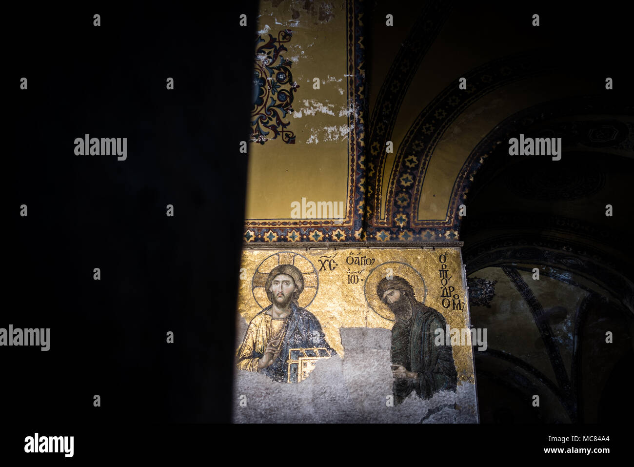 The Deesis Mosaic, Christ with the Virgin Mary and John the Baptist ...