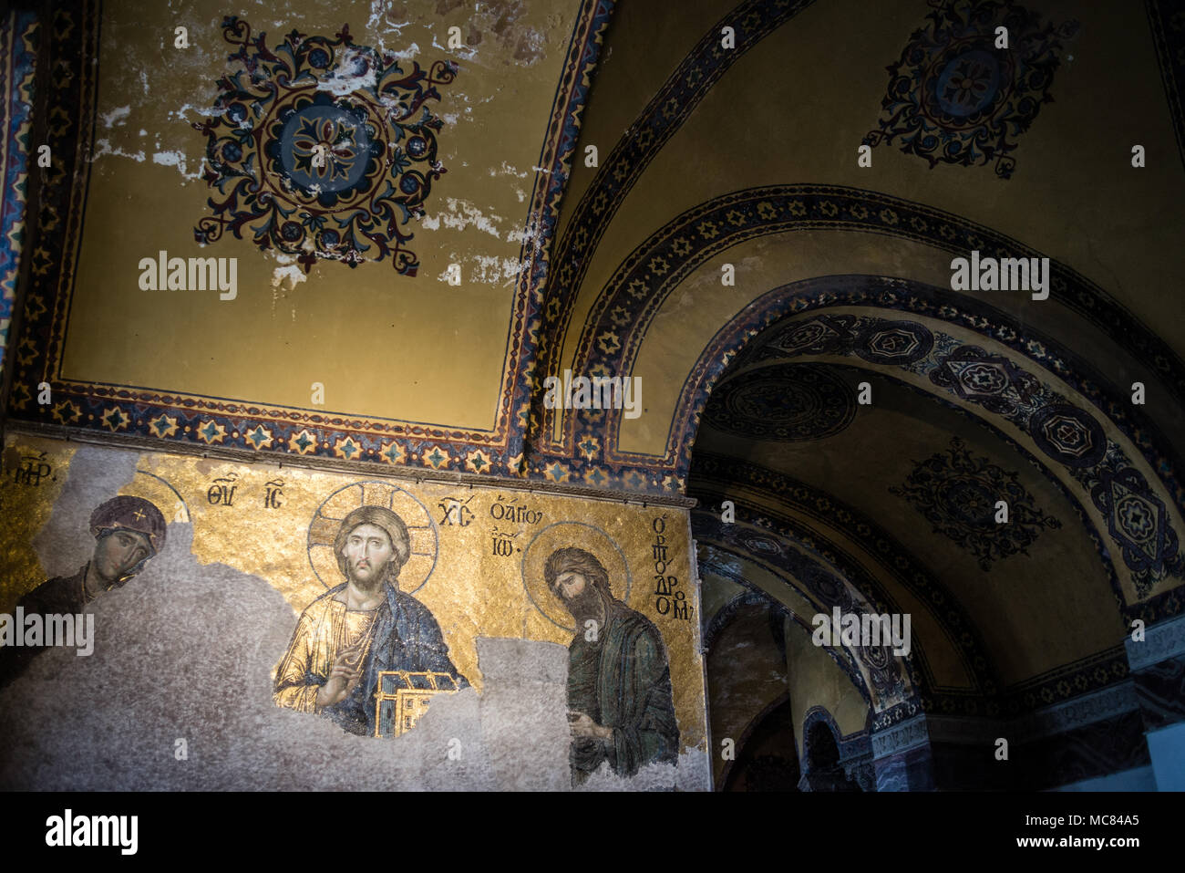 The Deesis Mosaic, Christ with the Virgin Mary and John the Baptist ...