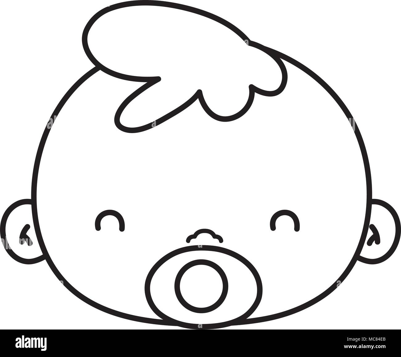 line baby boy head with pacifier object Stock Vector Image & Art - Alamy
