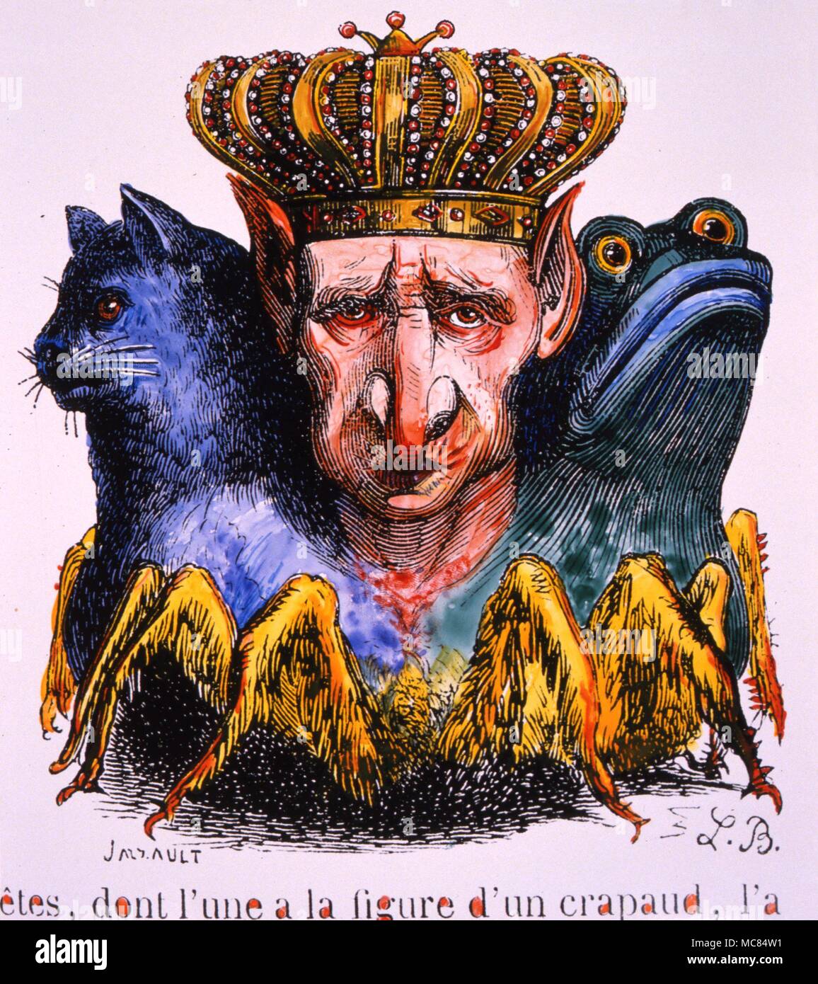 The demon Bael, with his three heads. From Collin de Plancy's ...