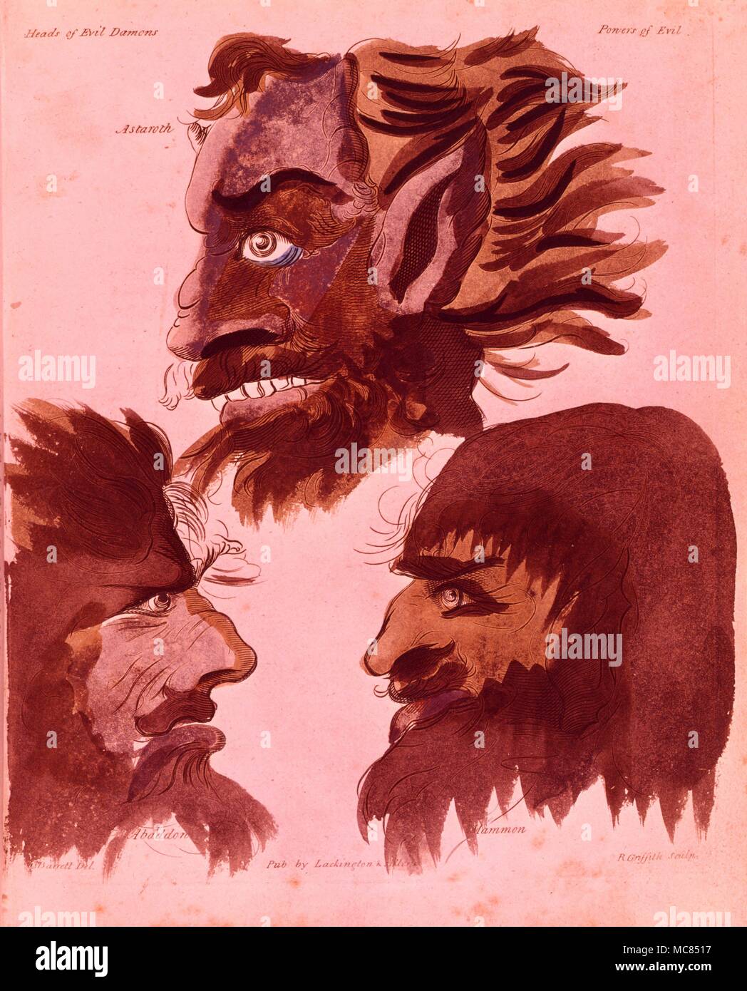 The heads of three named demons, from Barrett's 'The Magus, or ...