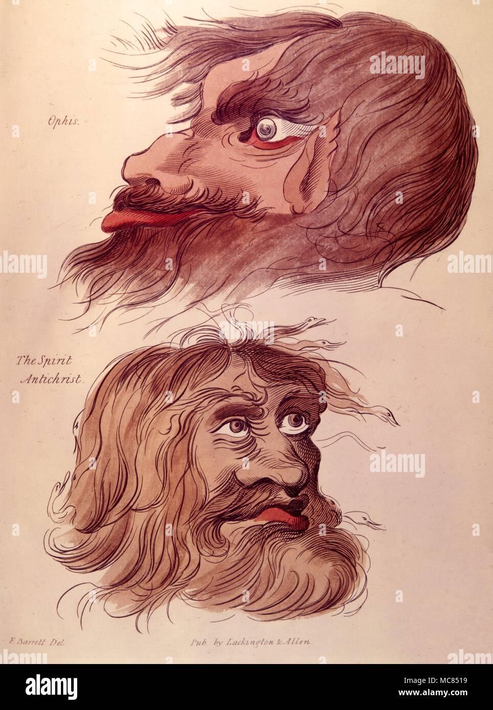 Somewhat unimaginative portrayals of the demons Ophis and the spirit of ...