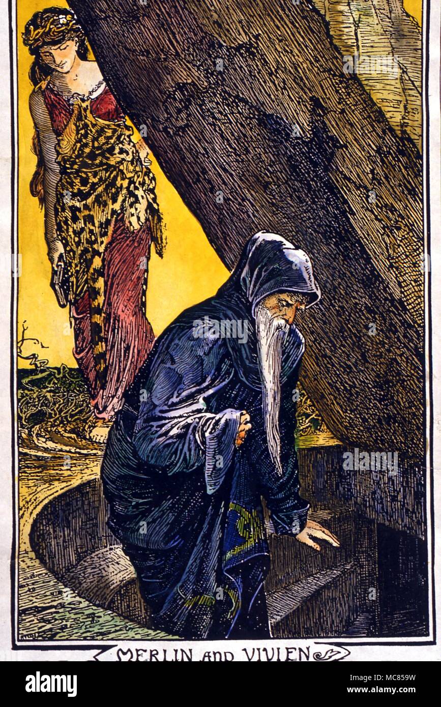 The magician Merlin is lured to his death in the underground well by ...