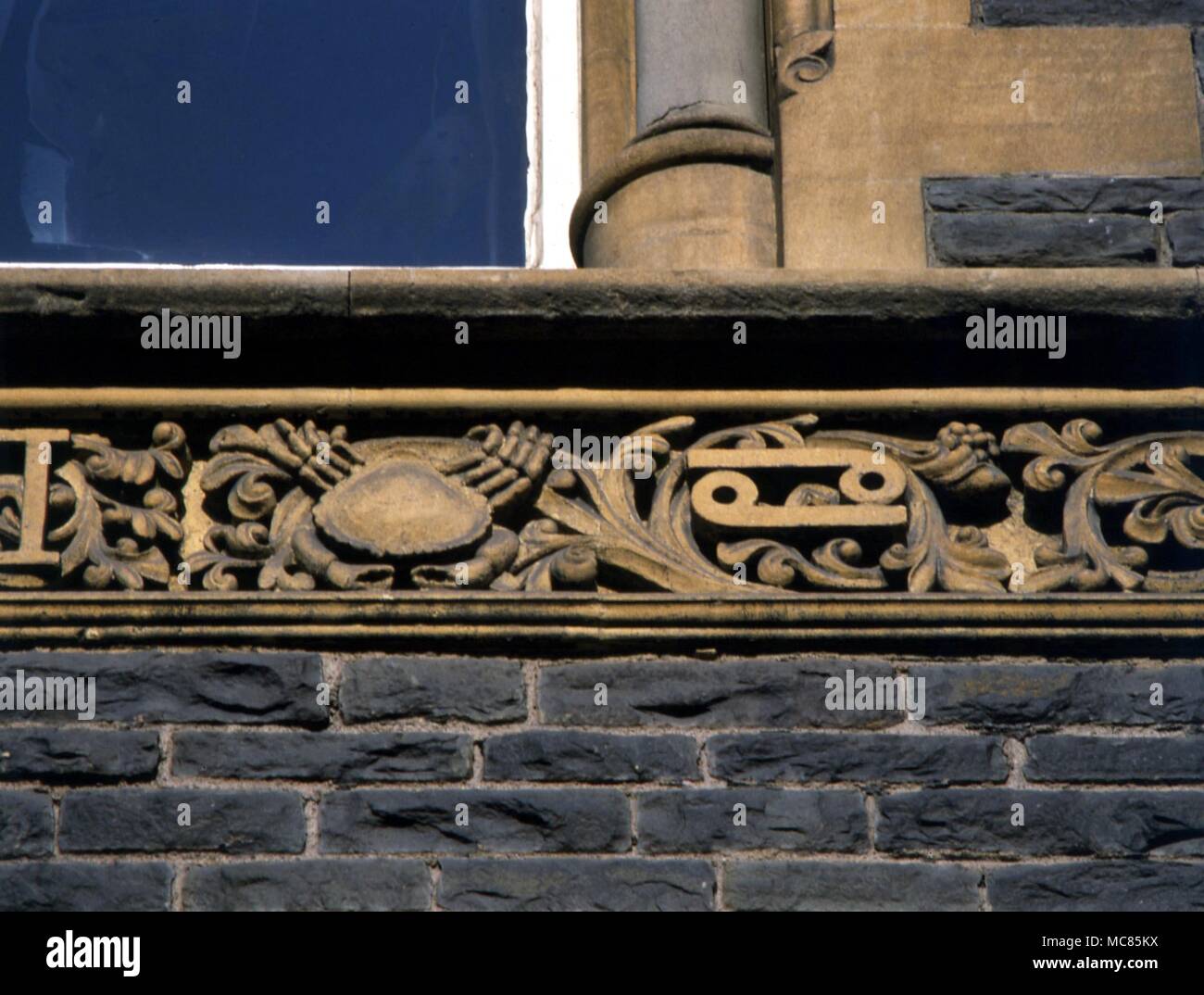 The image and sigil for zodiacal Cancer, in the zodiacal string frieze ...