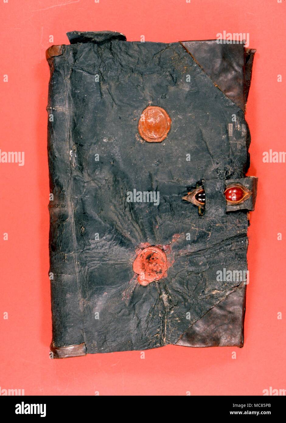 GRIMOIRE Modern English grimoire, with red (Mars) gemstone and demonic ...