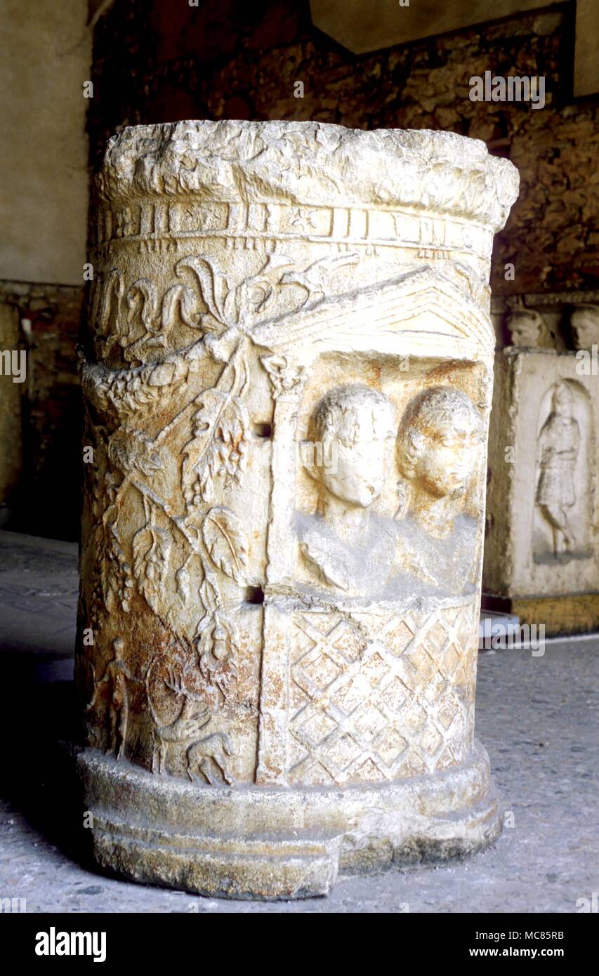 GRAVEYARD Roman funerary symbols in the Capitolium, Brescia Stock Photo ...