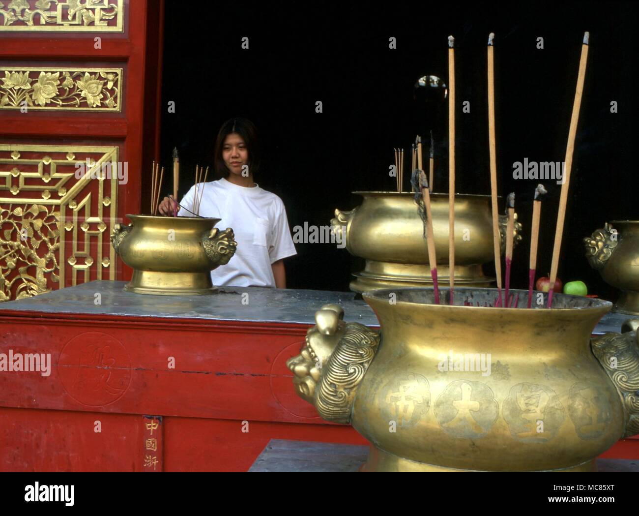 Incense in temple hi-res stock photography and images - Alamy