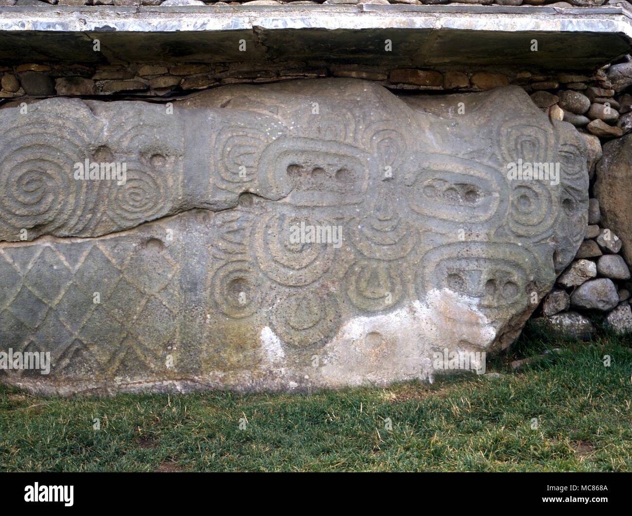 NEWGRANGE (KNOWTH) - Irish Prehistoric Site. About 3,000 BC. Backstone ...