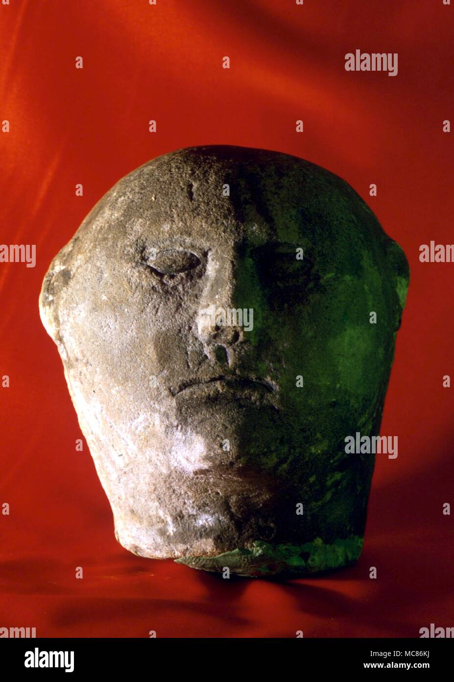 CELTIC HEAD Unearthed in a garden at Elland, Yorkshire. Date unknown ...