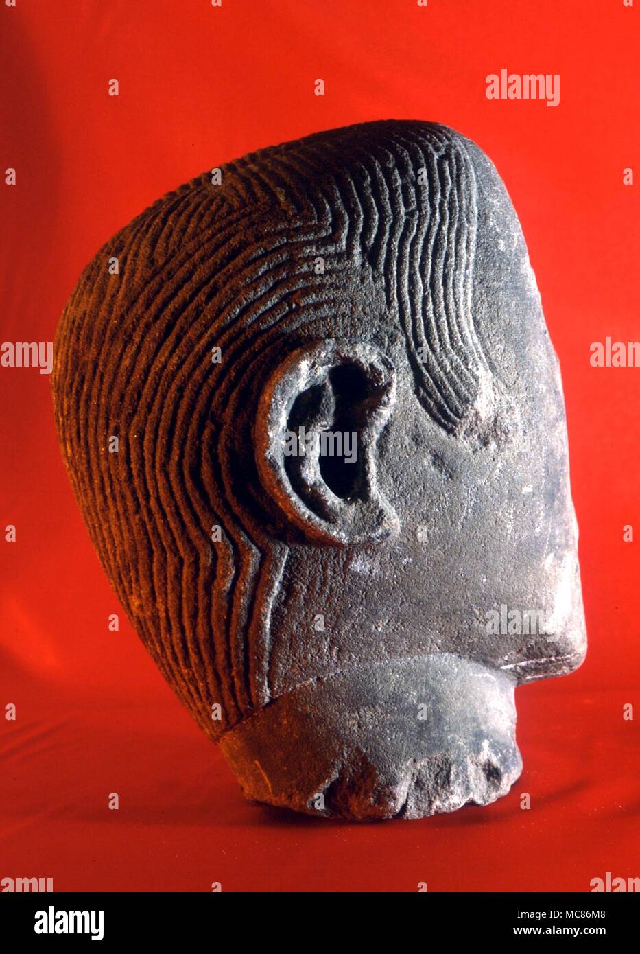 CELTIC HEAD Unearthed in garden at Eldwick, Yorkshire at unknown date ...