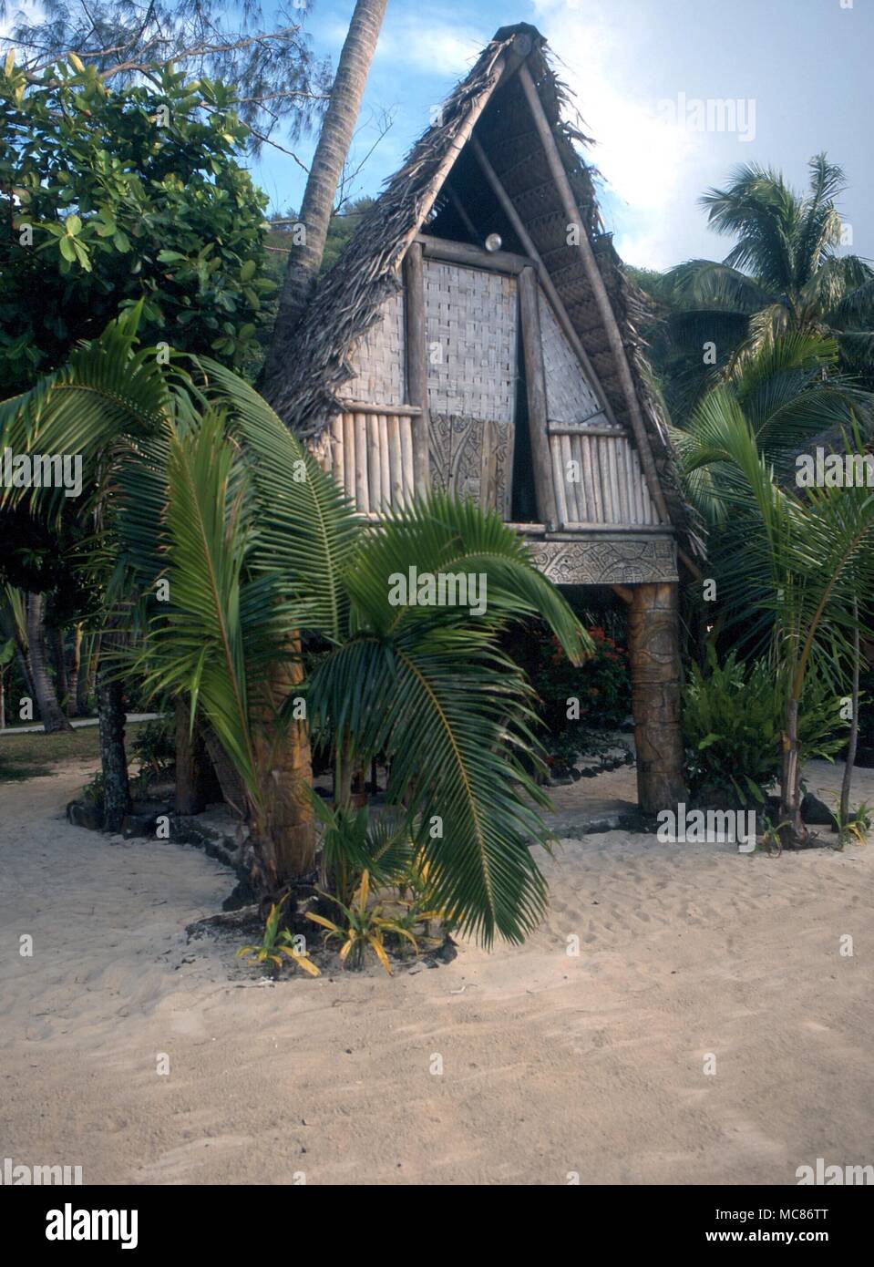 POLYNESIAN MYTHOLOGY Traditional Polynesian marriage house, on one of ...