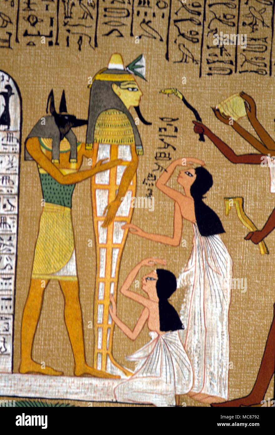 Egyptian Myth Anubis And Mummy Anubis Supporting Mummy During The Ceremony Of Opening Of The