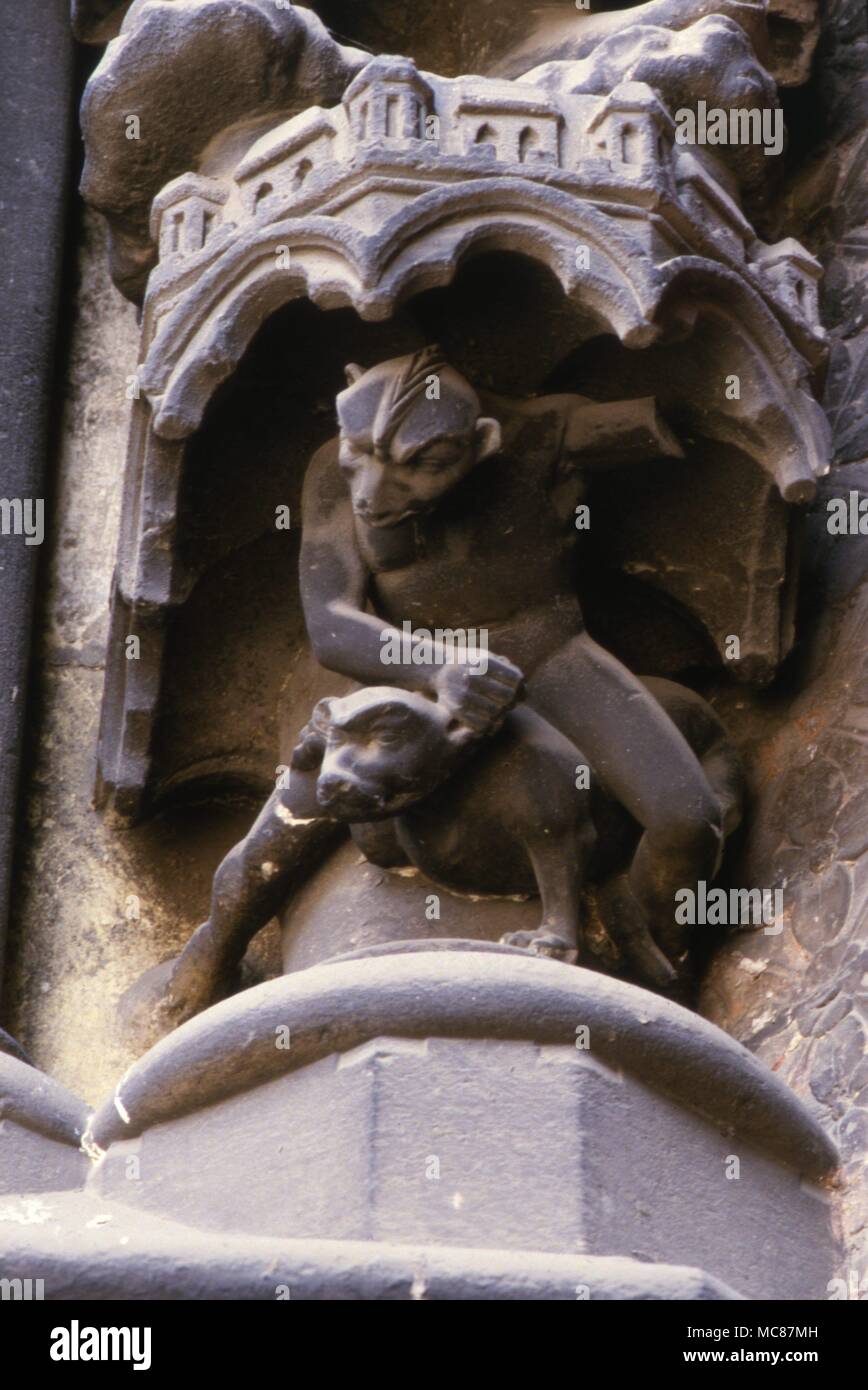 Demon riding another demon [or monster] on the western facade of Amiens ...