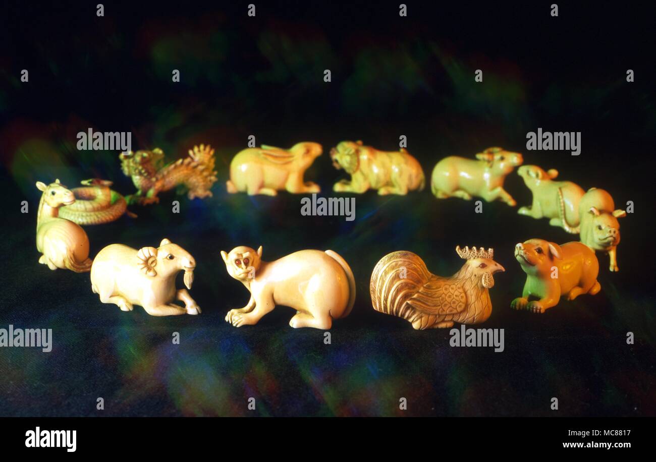Chinese Astrology Twelve animals of the Chinese zodiac arranged in a ...