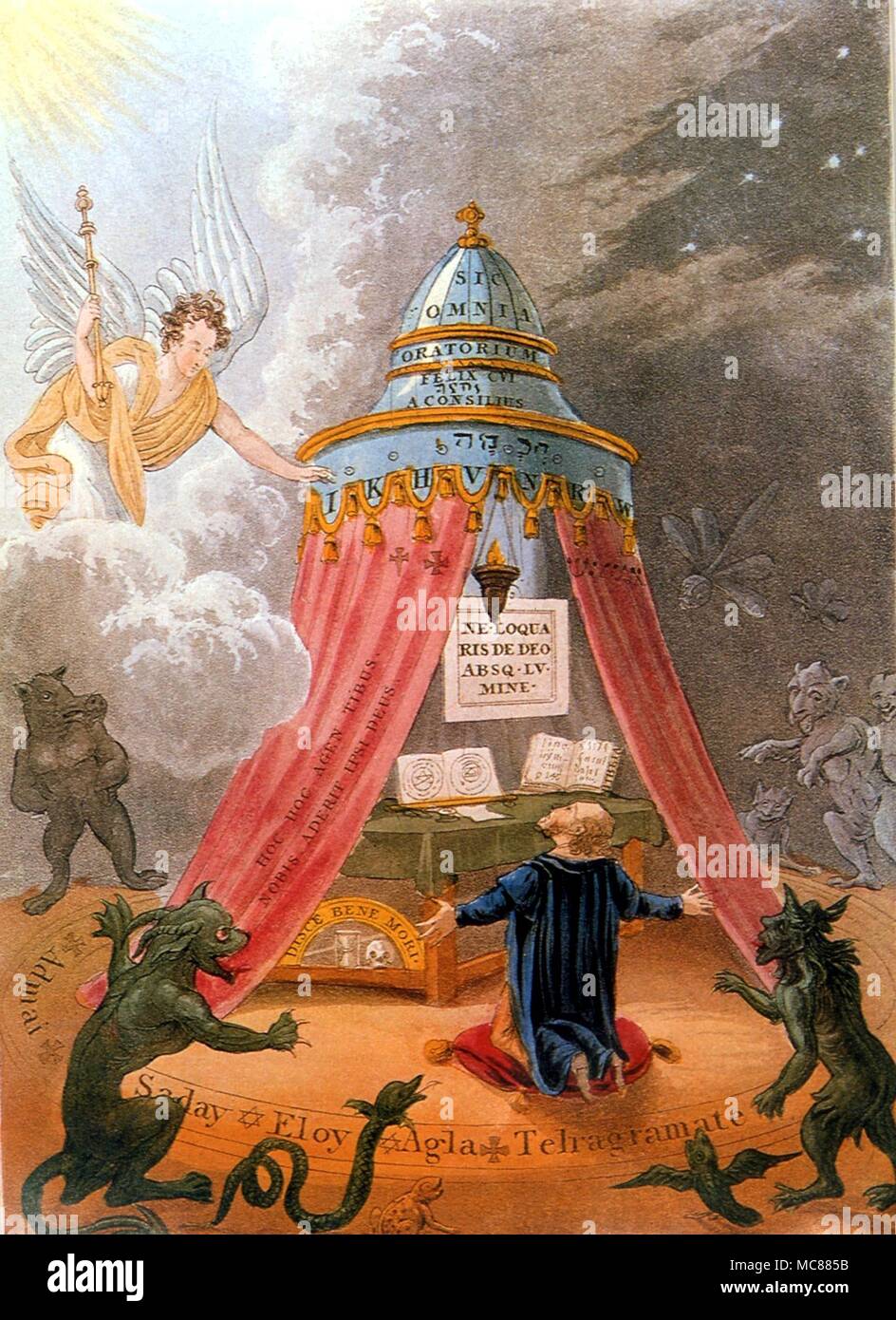 GRIMOIRE Black magician evoking demons with the aid of grimoires. From ...