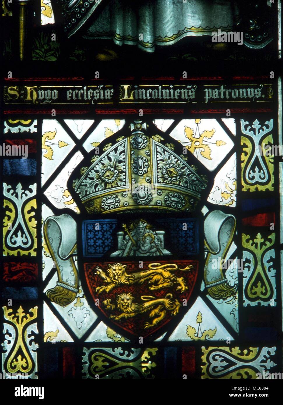 CHRISTIAN - Myths - Austerfield Stained glass coat of arms with Virgin ...
