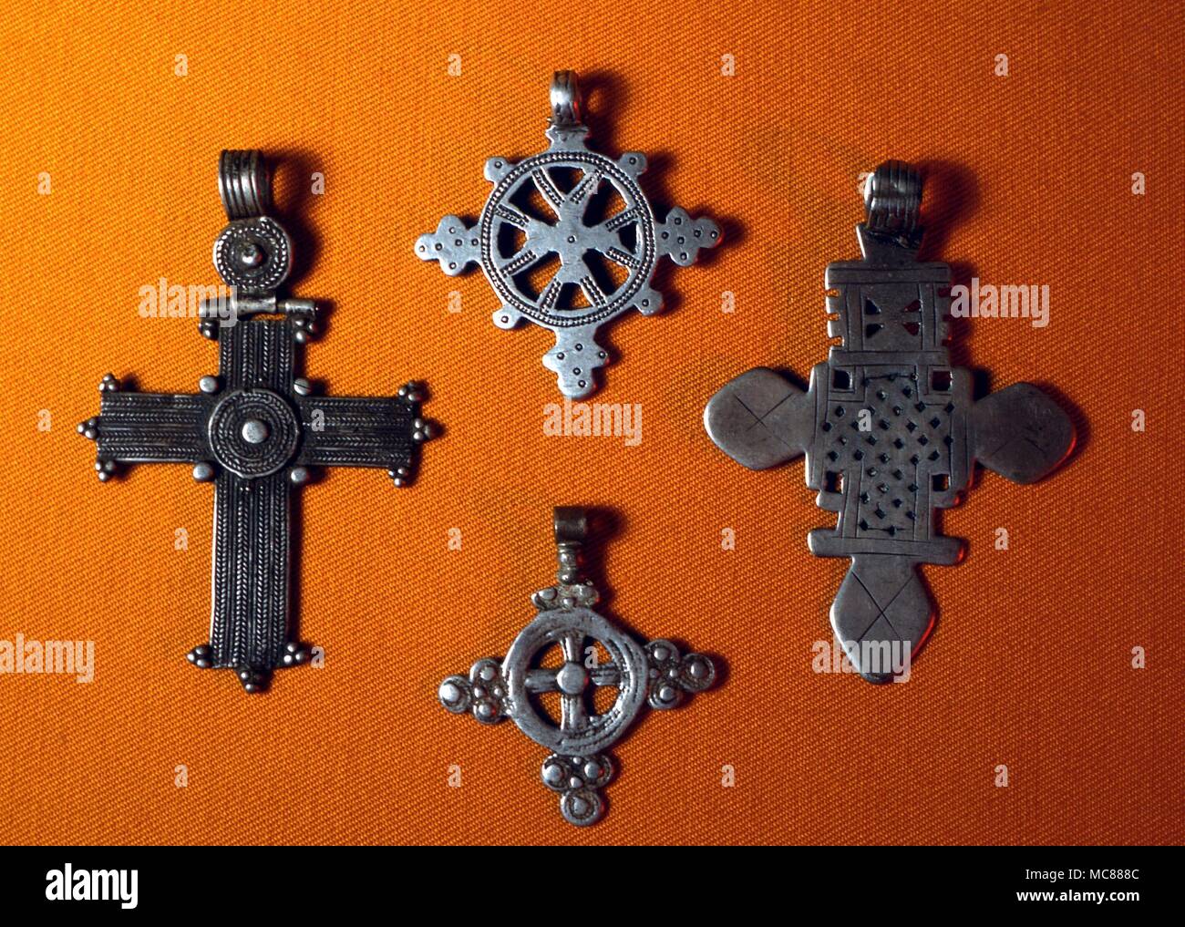 CHRISTIAN Ethiopian pectoral crosses of traditional design Stock Photo ...