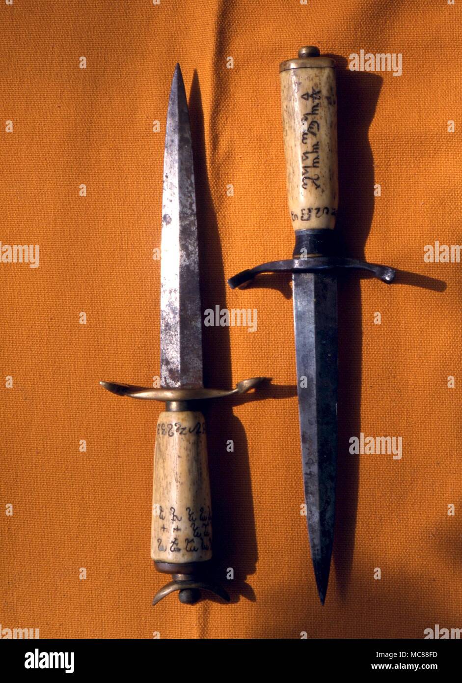 Ceremonial dagger in walrus bone. incised on bone hilt with name and ...