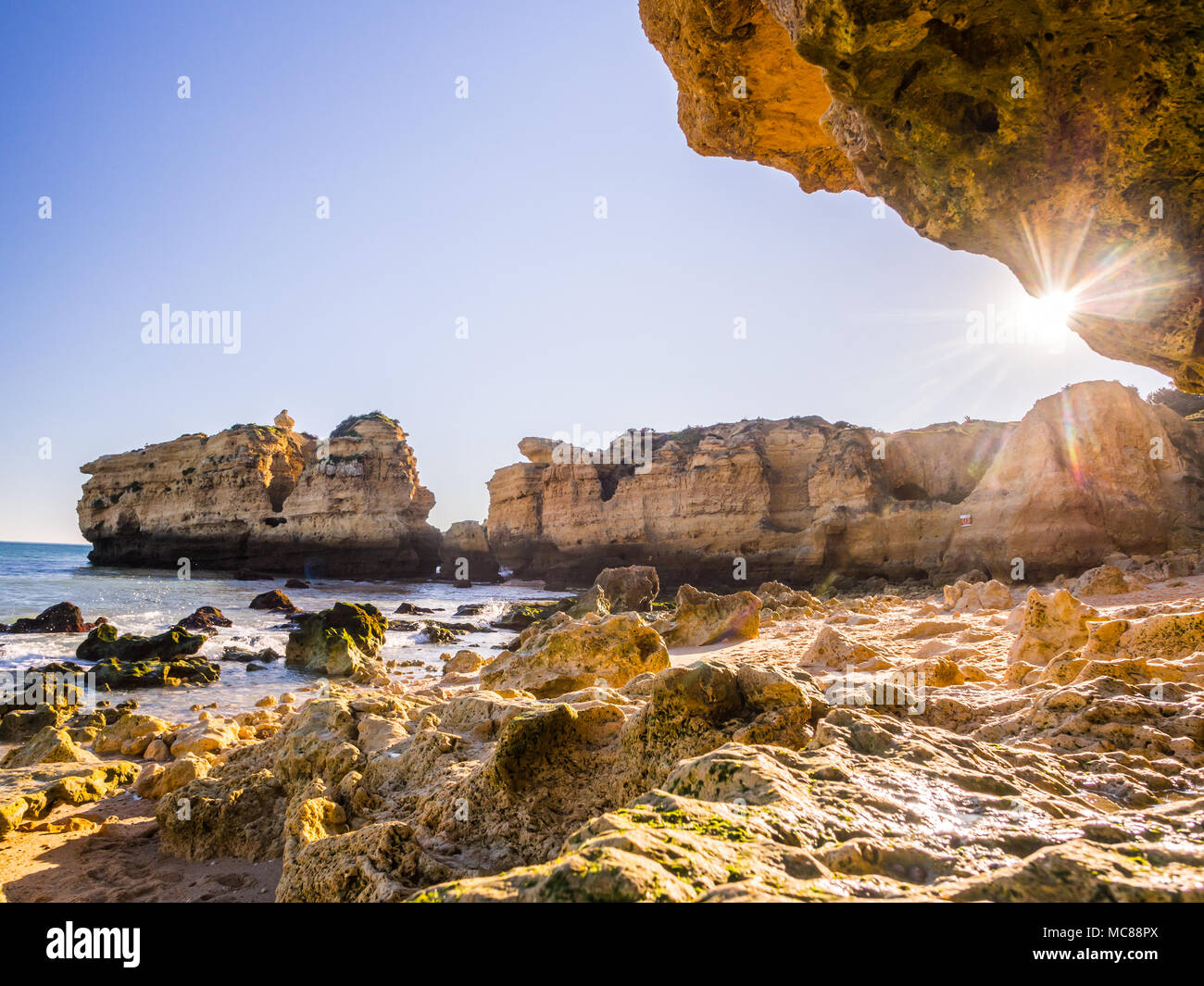 Praia de Sao Rafael (Sao Rafael beach) in Algarve region, Portugal ...