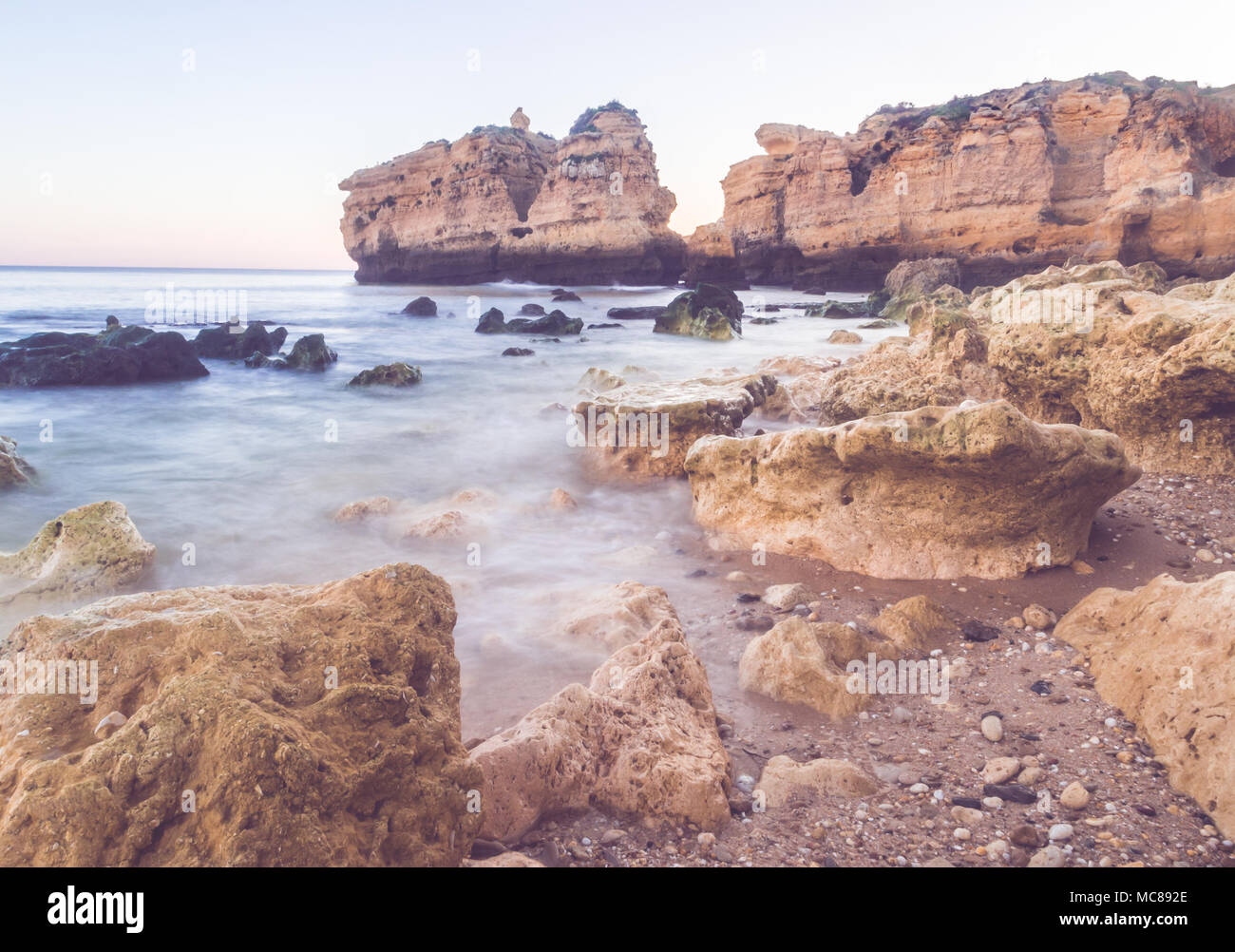 Praia de Sao Rafael (Sao Rafael beach) in Algarve region, Portugal ...