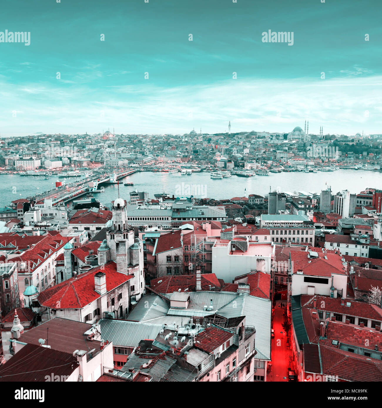 Istanbul golden horn view with topkapi palace and hagia sophia hi-res ...