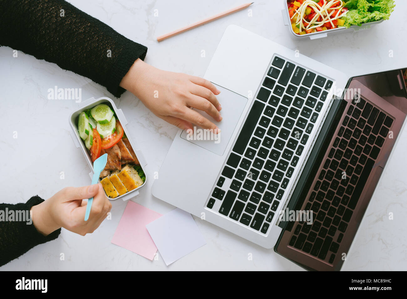 Food in the office. Healthy lunch for work Stock Photo - Alamy