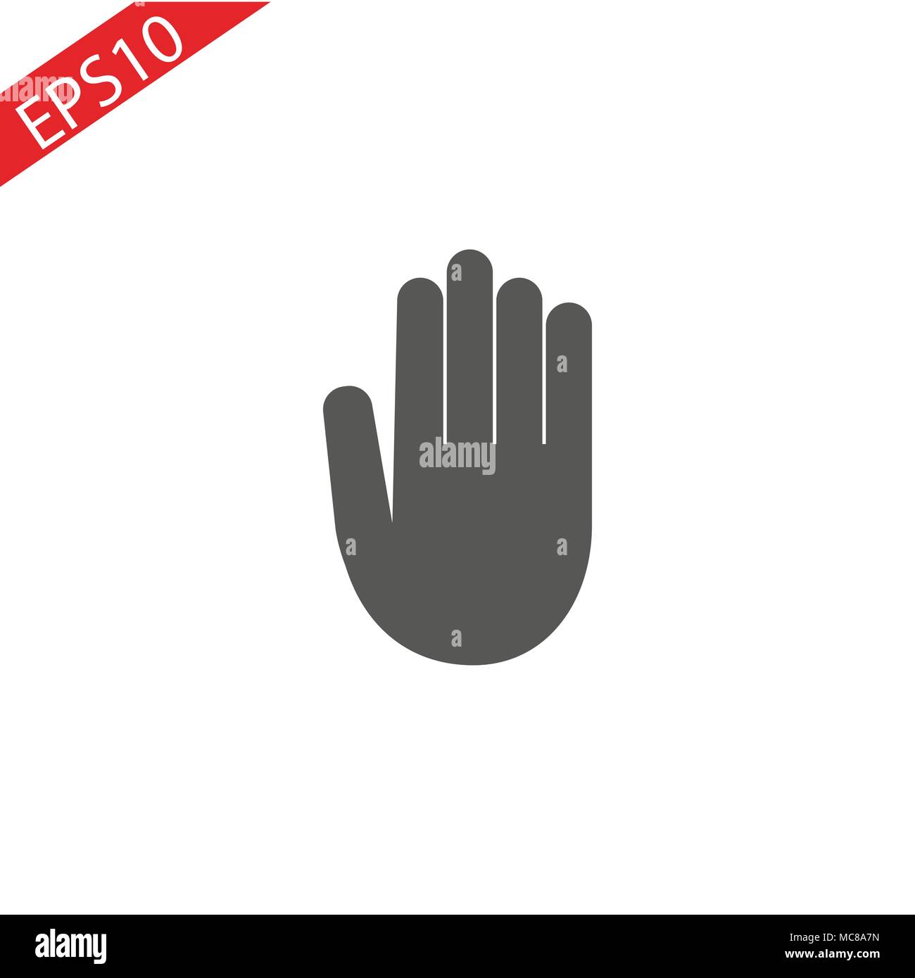 Stop hand Icon in trendy flat style isolated on grey background. Stop ...