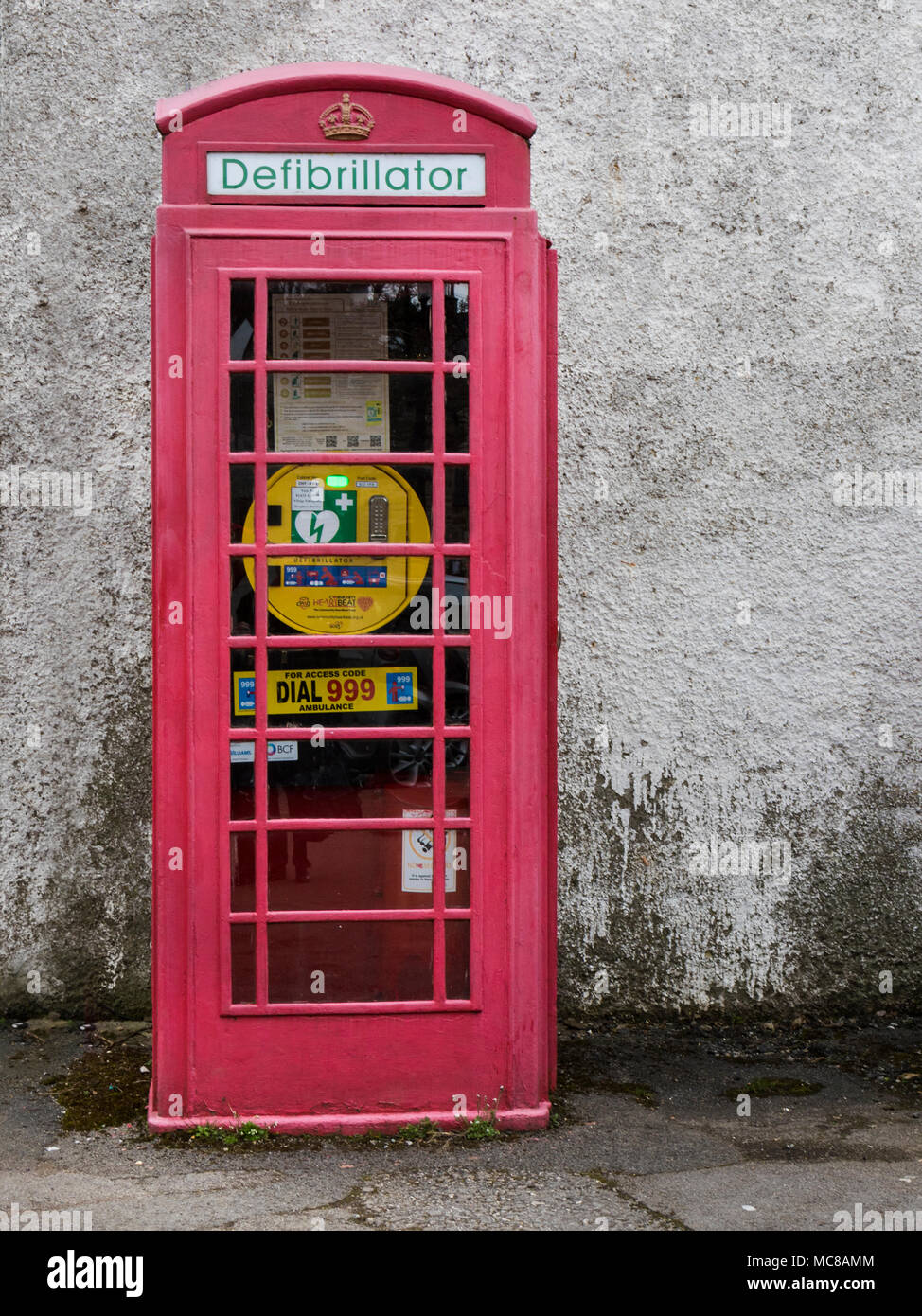 Defibrillator in a converted Red GPO Phone Box, GPO Telephone Box Stock ...