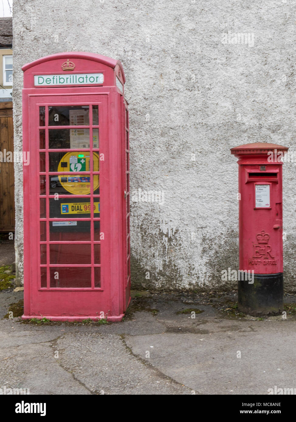 Defibrillator in a converted Red GPO Phone Box, GPO Telephone Box Stock ...