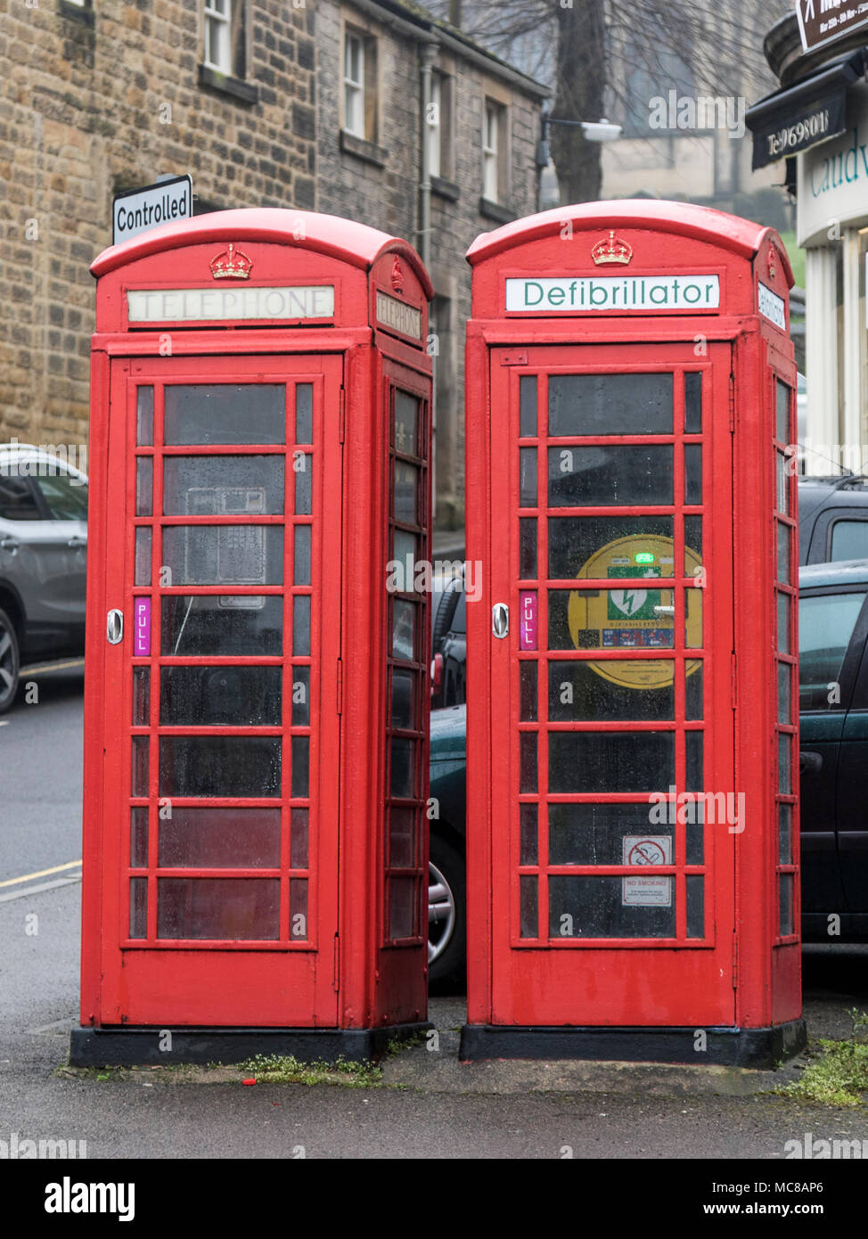 Defibrillator in a converted Red GPO Phone Box, GPO Telephone Box Stock ...
