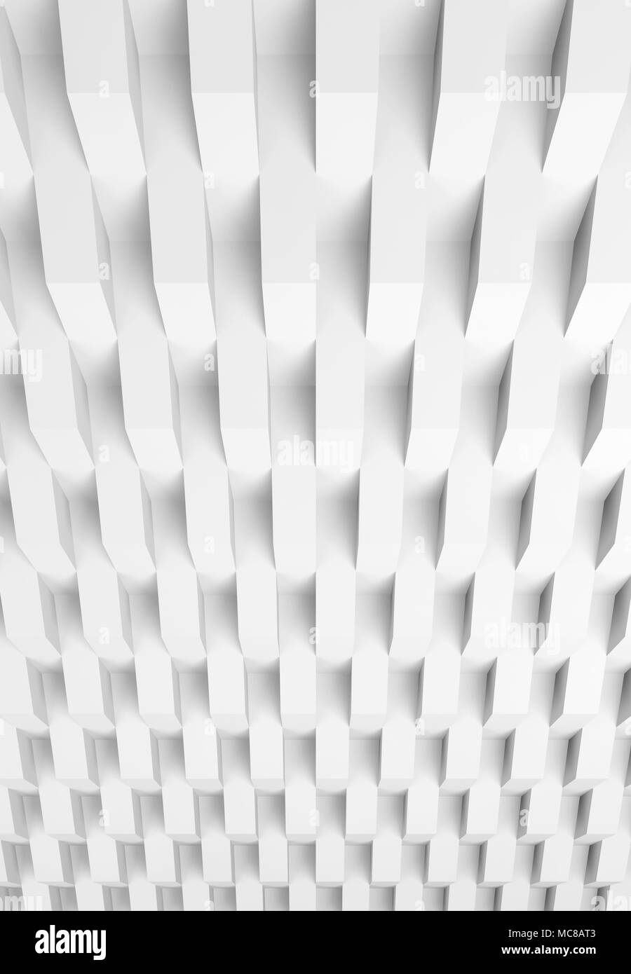 Abstract white digital background, geometric relief pattern, corners ...