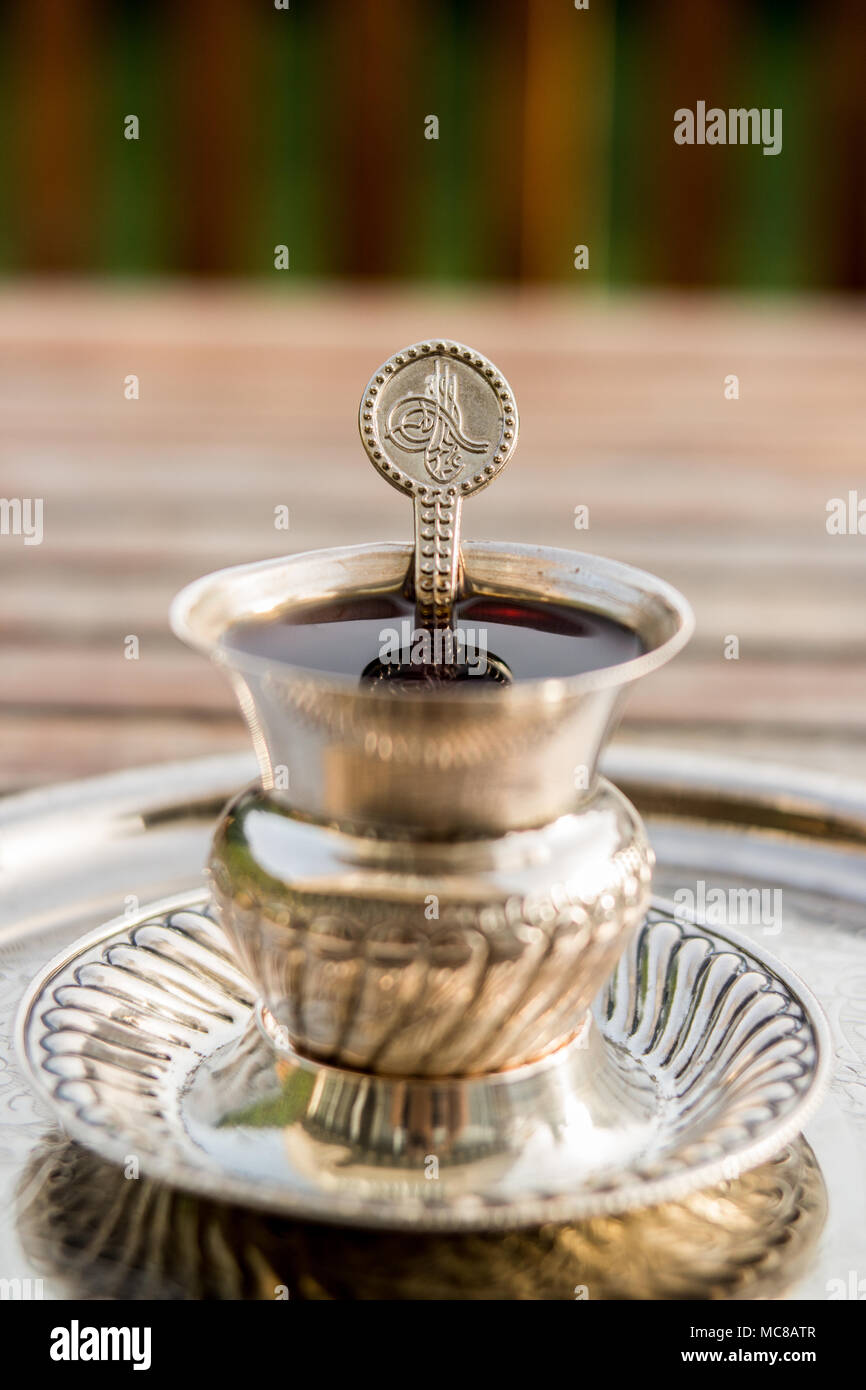 Turkish Tea in Silver Tray Stock Photo - Alamy