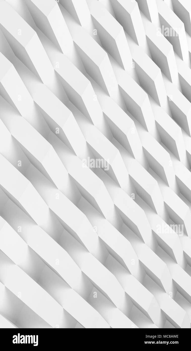 Abstract white digital background, geometric relief pattern, corners on ...