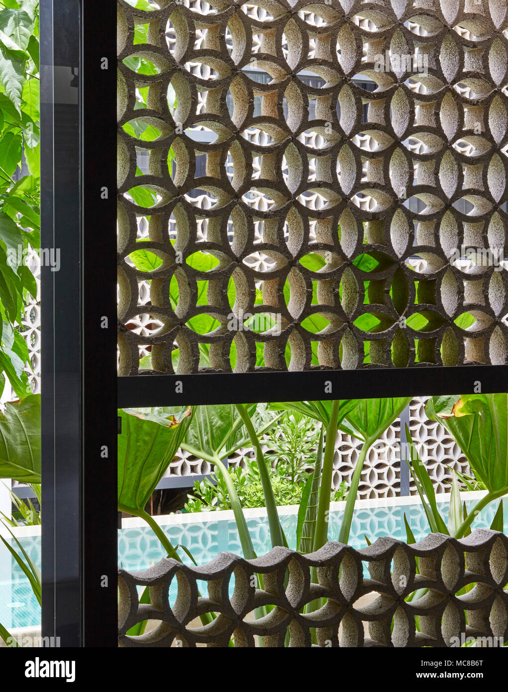 View around ornate brick wall. Merida House 2, Merida, Mexico ...