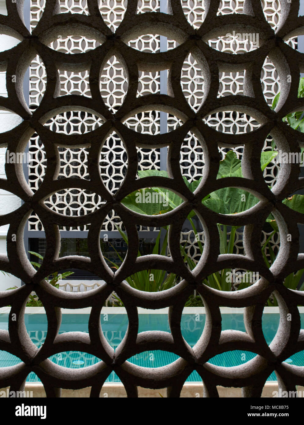 View around ornate brick wall. Merida House 2, Merida, Mexico ...